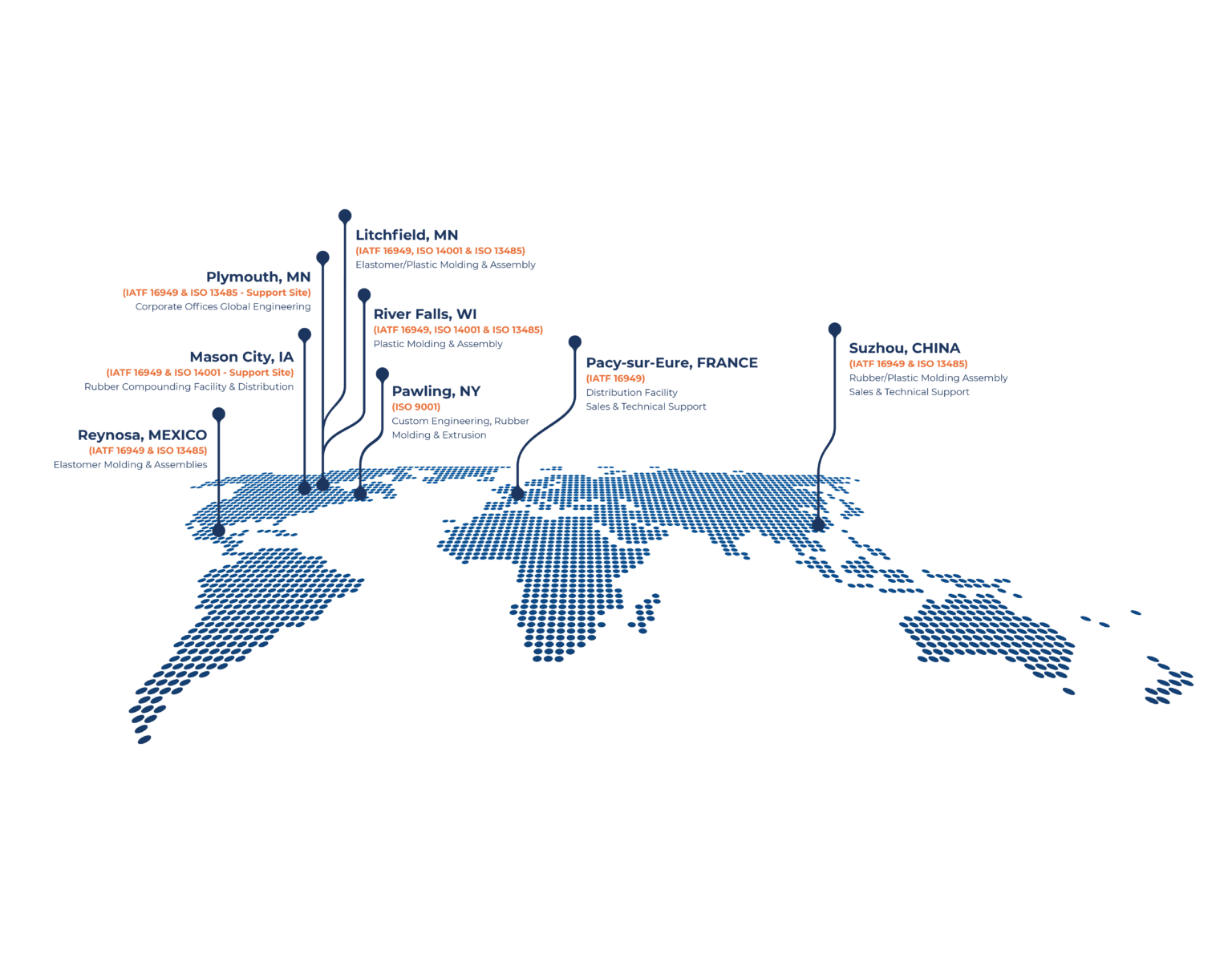 Global Footprint Map-dark - Minnesota Rubber & Plastics